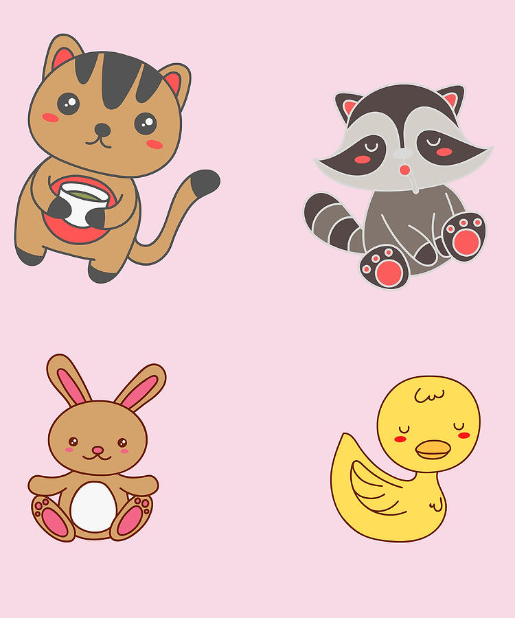 Amazing Funny Kawaii Animals For Animals Lovers Painting by Lee Jasmine | Fine Art America