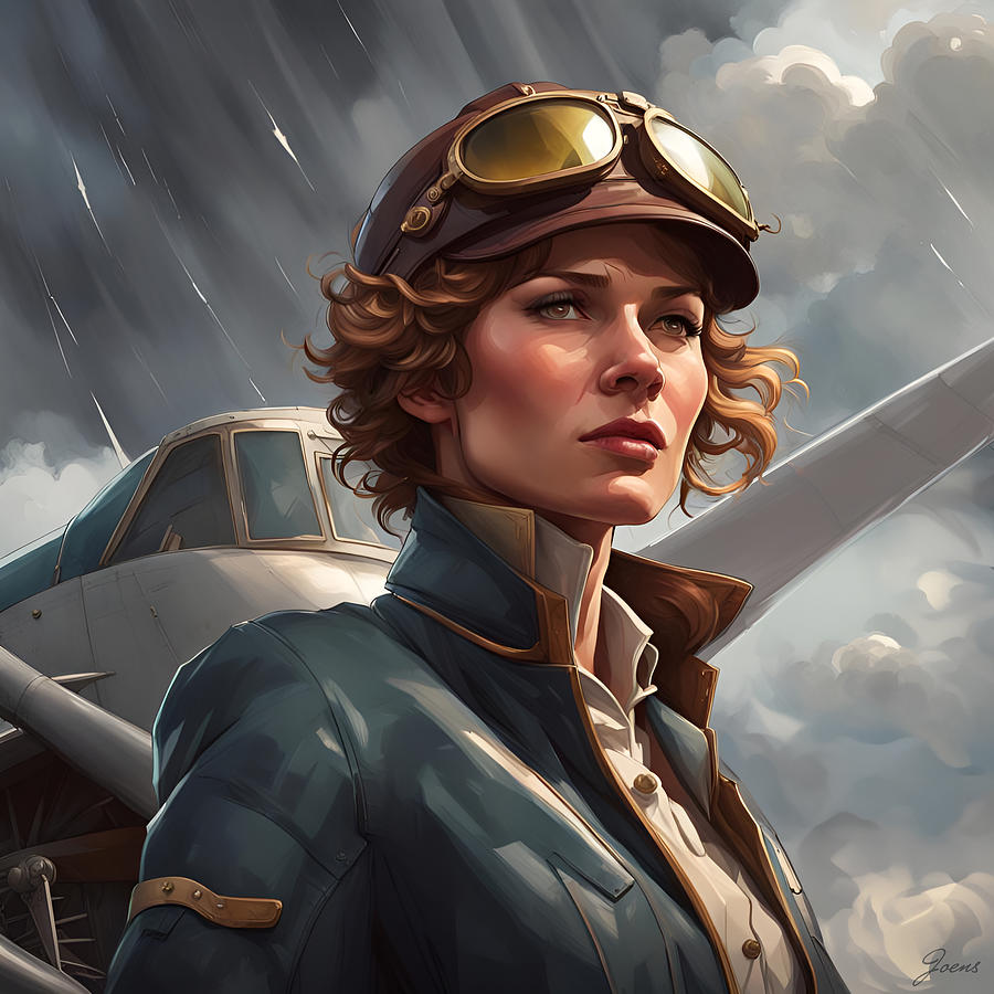 Amelia Earhart Digital Art by Greg Joens - Pixels Merch
