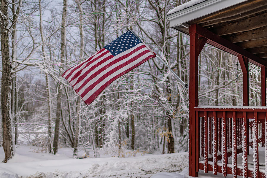 American Flag in the snow Photograph by Stewie Strout - Fine Art America