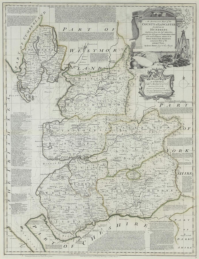 An Accurate Map of the County of Lancashire Drawing by Emanuel Bowen ... An Accurate Map of the County of Lancashire Drawing by Emanuel Bowen ...