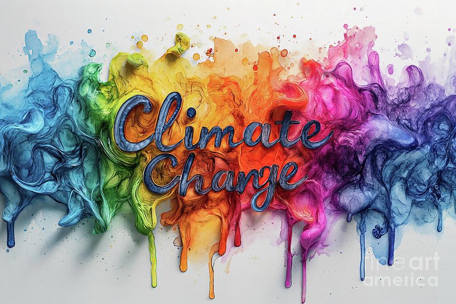 An impactful painting depicting the urgency of climate change with the ...