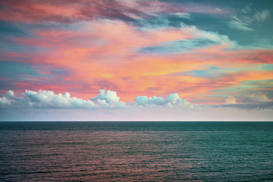 An Orange Sunset Sky Over a Slate Coloured Sea Photograph by ...