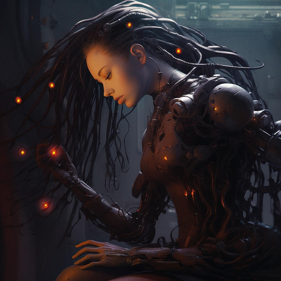 Android Girl Looking Through Precious Memories Digital Art By Jim Brey