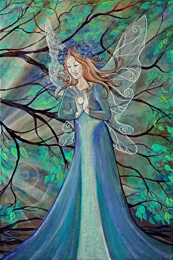 Angel Faery Triptych Faery Panel Painting by Katherine Nutt - Fine Art ...
