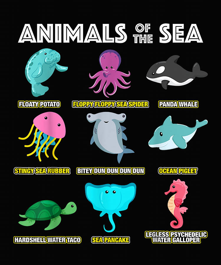 Animals Of The World Sea Creatures Funny Ocean Painting by Keeley Sean ...