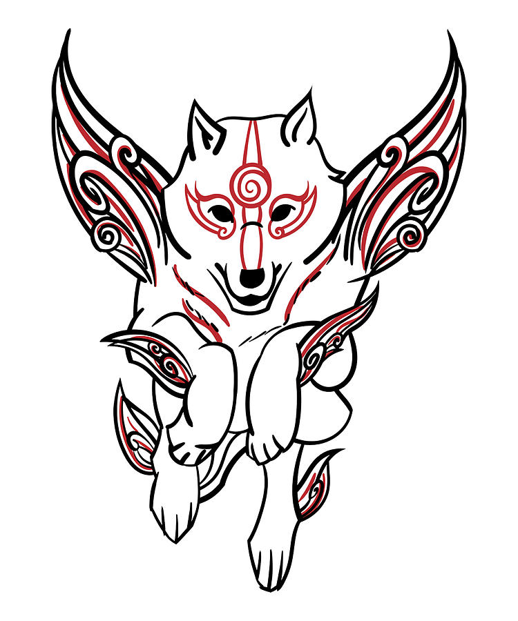 Animals Okami Wolf Jump Digital Art by Okami - video game - Pixels