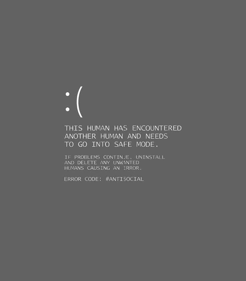 Antisocial Blue Screen of Death Funny Geek BSOD Idea Digital Art by ...