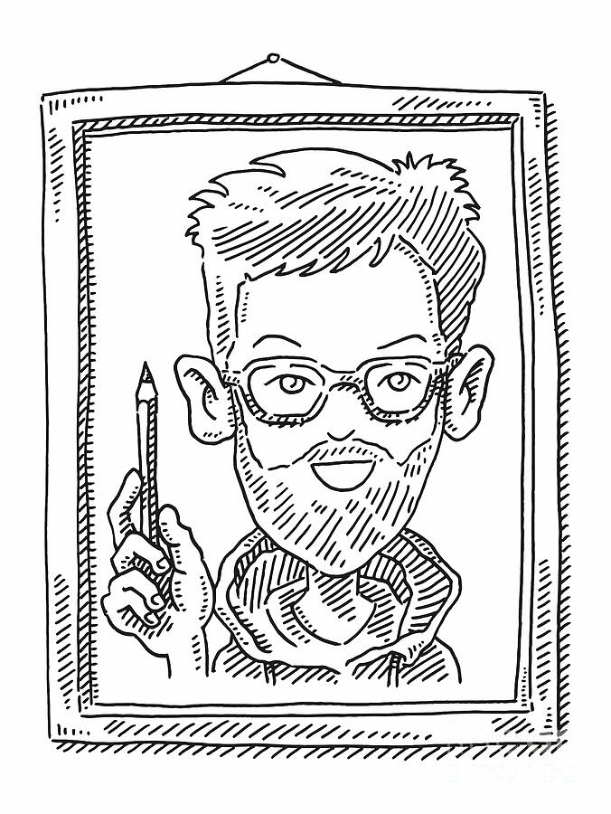 Artist Pencil Portrait Picture Frame Drawing by Frank Ramspott