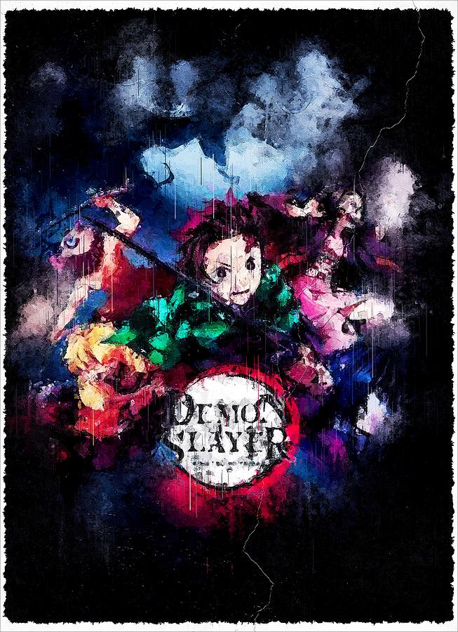 Artwork Anime Demon Slayer Kimetsu No Yaiba abstract artistic Painting ...