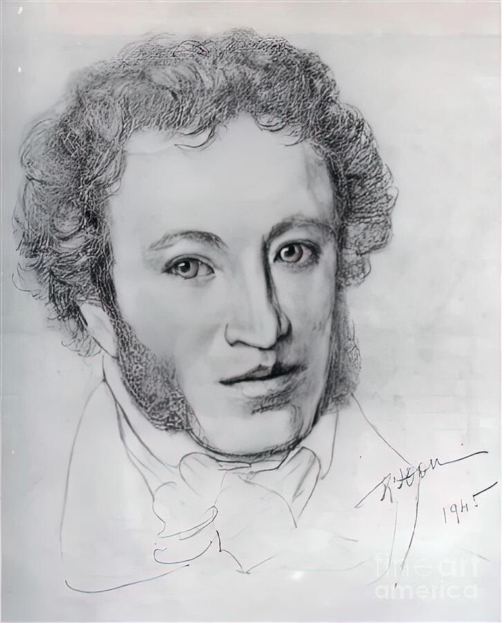 AS Pushkin Drawing by Echo Frame - Fine Art America