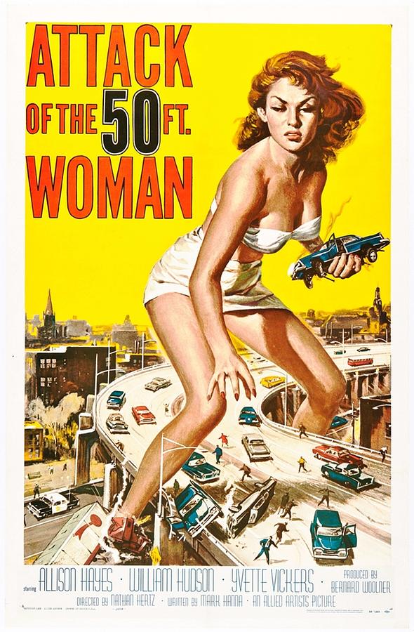 Attack Of The 50ft Woman 1958 Art Poster Retro Movie Poster Digital Art