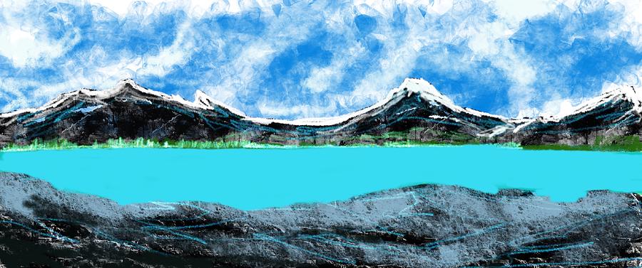 Azure Tinged Mountain Lake Digital Art by Desmond Raymond - Fine Art ...