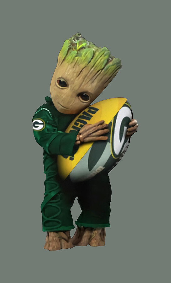 Baby Groot Hug Rugby Ball Green Bay Packers Unisex Summer Fashion Shirt Digital Art by Ashley ...