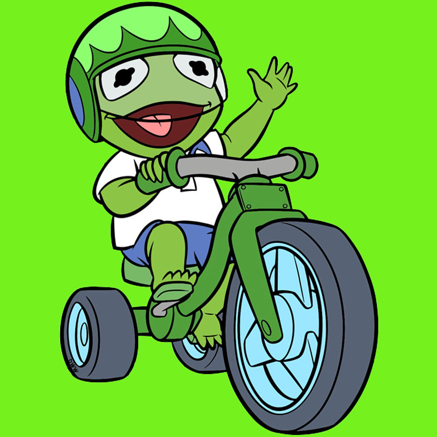 baby kermit muppet ride bicycle Poster travel Painting by Hunt Logan - Fine Art America