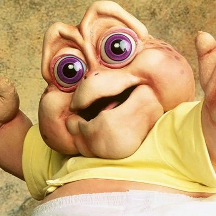 Baby Sinclair The Dinosaurs Poster red Painting by Aiden Holly - Fine ...