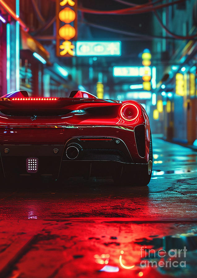 Back view of Ferrari 488 Pista Spider Car Drawing by Clark Leffler ...