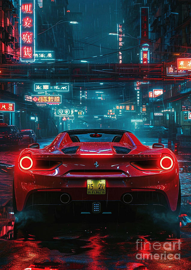 Back view of Ferrari 488 Spider Car Drawing by Clark Leffler - Pixels Merch