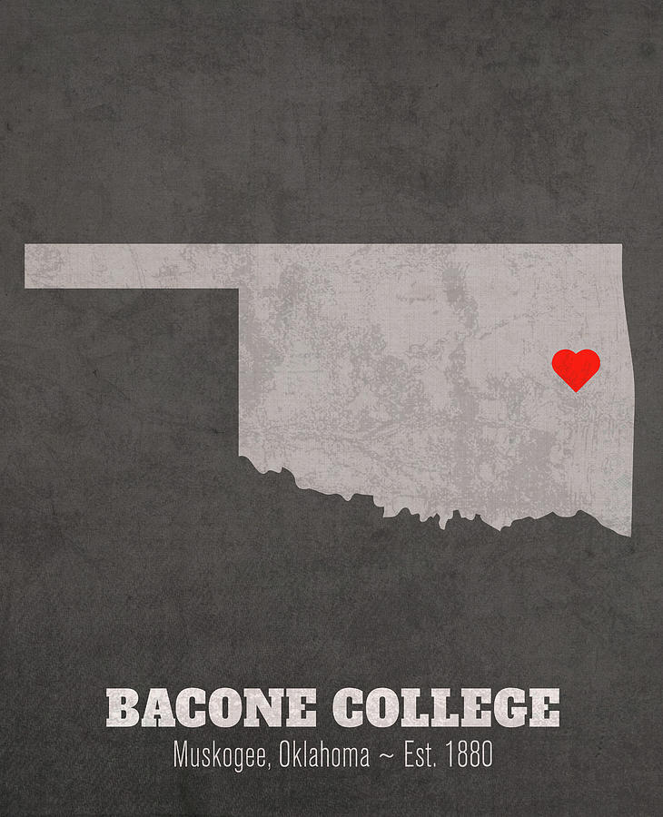 Bacone College Muskogee Oklahoma Founded Date Heart Map Mixed Media By