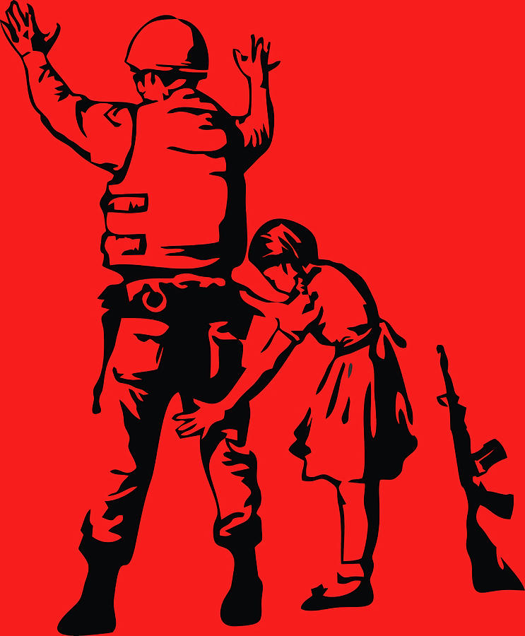 Banksy Girl Searching Soldier Poster girl Painting by Morgan Joel ...
