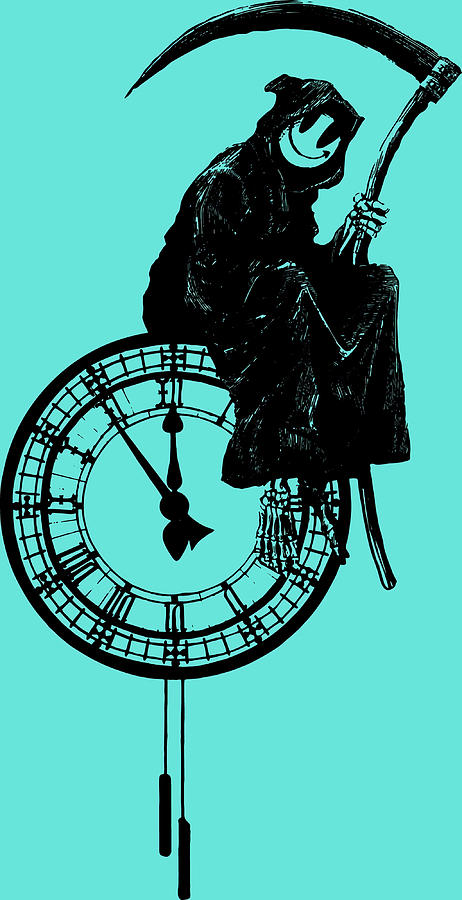 Banksy Grin Reaper Clock Poster blue Painting by Harris Davies | Pixels