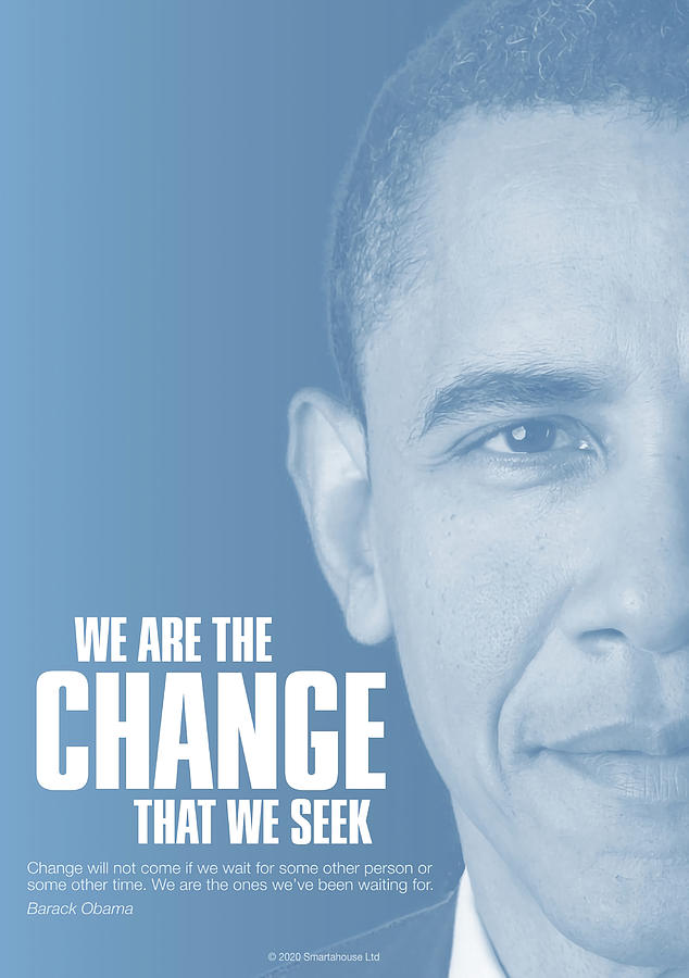 Barack Obama Motivational Quote Poster Blue Painting by Harris Davies ...