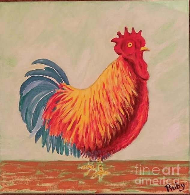 Barnyard rooster Painting by Ruby Ruby - Fine Art America