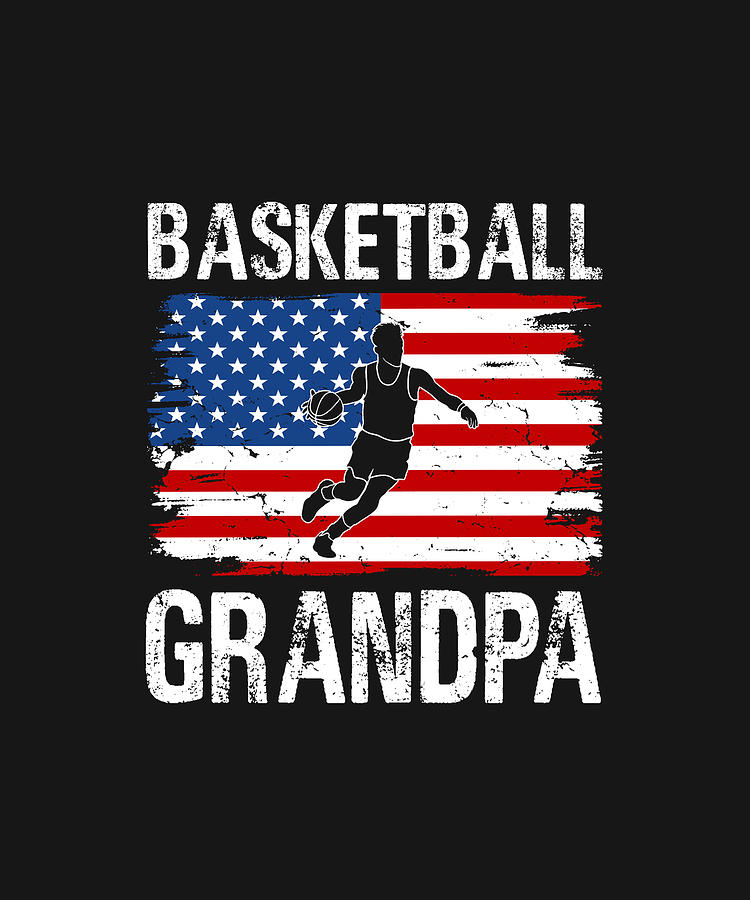 Basketball GRANDPA USA Flag Drawing by DHBubble - Fine Art America