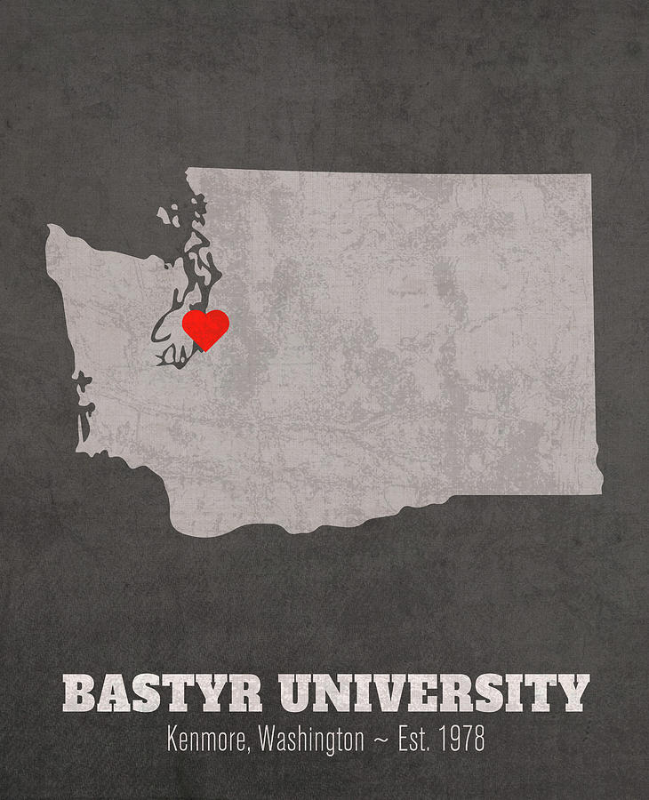 Bastyr University Kenmore Washington Founded Date Heart Map Mixed Media