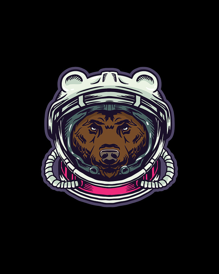 Bears Astronauts Bear Moon Space Digital Art by Moon Tees - Fine Art ...