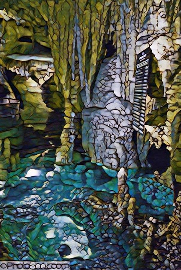 Beautiful Blue Cavern Pastel by Lisa Mitchell - Pixels