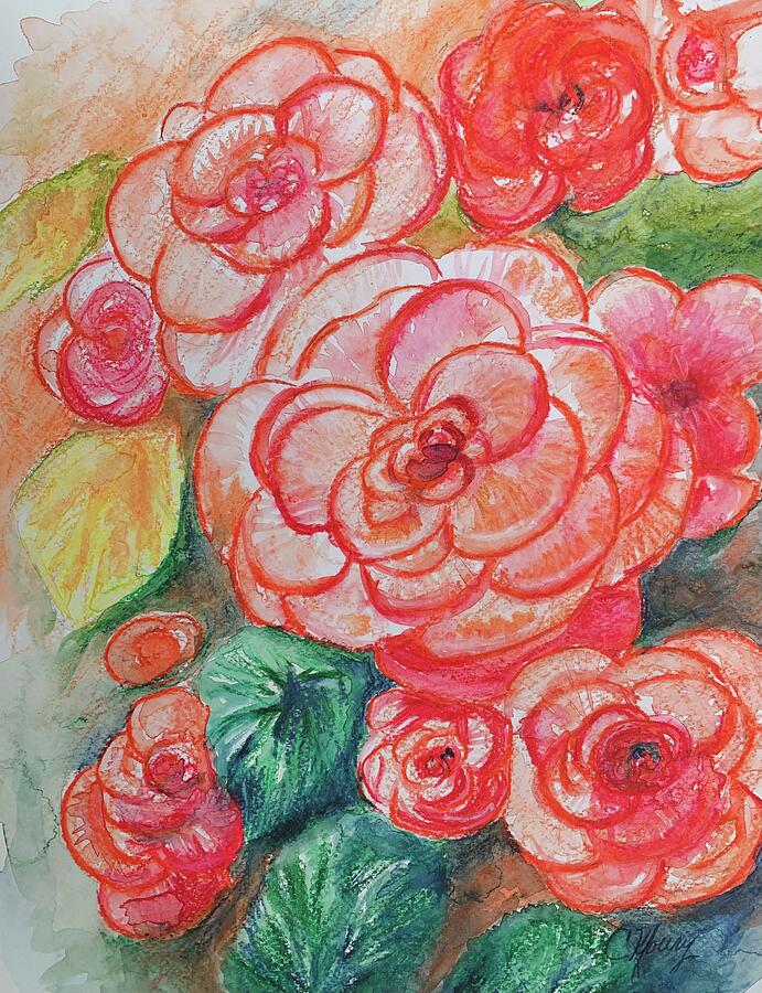 Begonias Painting by Christine Kfoury - Fine Art America