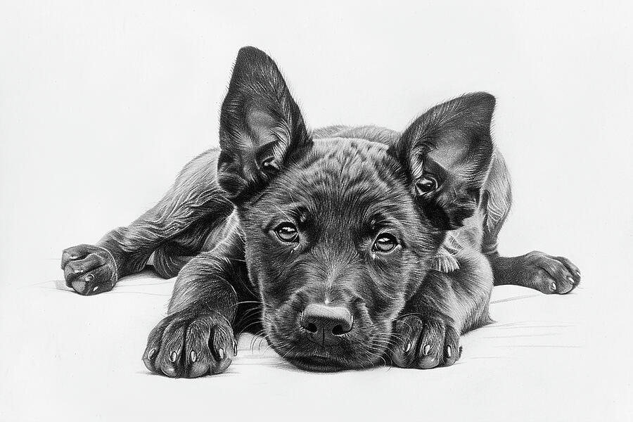 Belgian Malinois Graphite Drawing 15 Drawing by David Mohn - Fine Art America