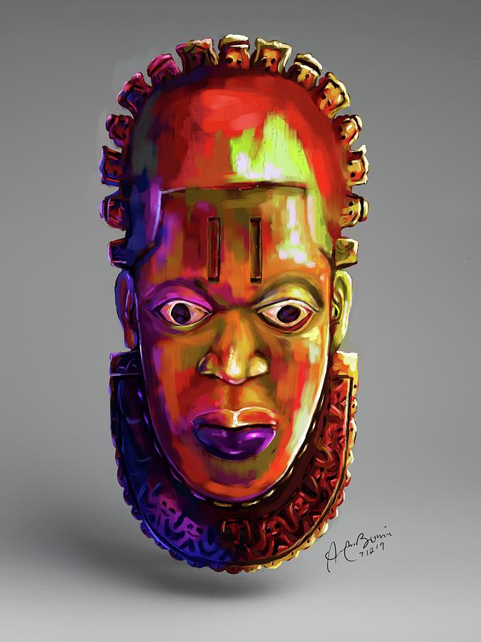Benin Queen Mother Headplain Background Digital Art By Bunmi Ayeni Pixels