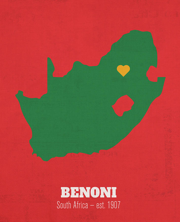 Benoni South Africa Founded 1907 World Cities Heart Print Mixed Media ...