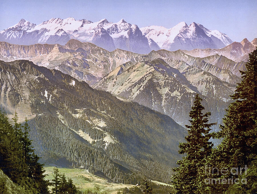 Bernese Alps from Stanserhorn, Bernese Oberland, Switzerland 1890 ...