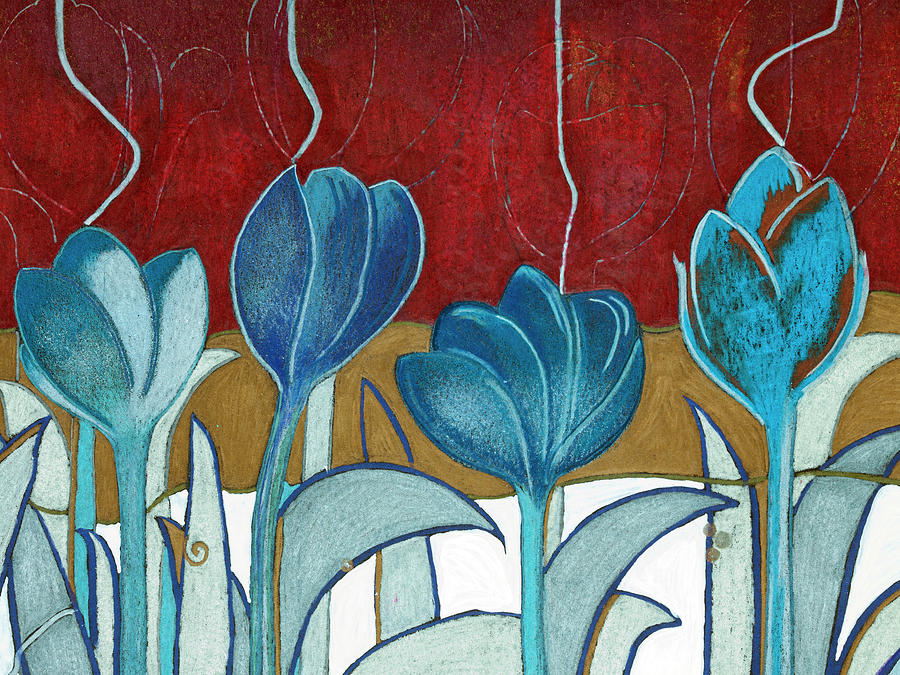 Big Blue Flowers Pastel by Veronica Mainino - Fine Art America