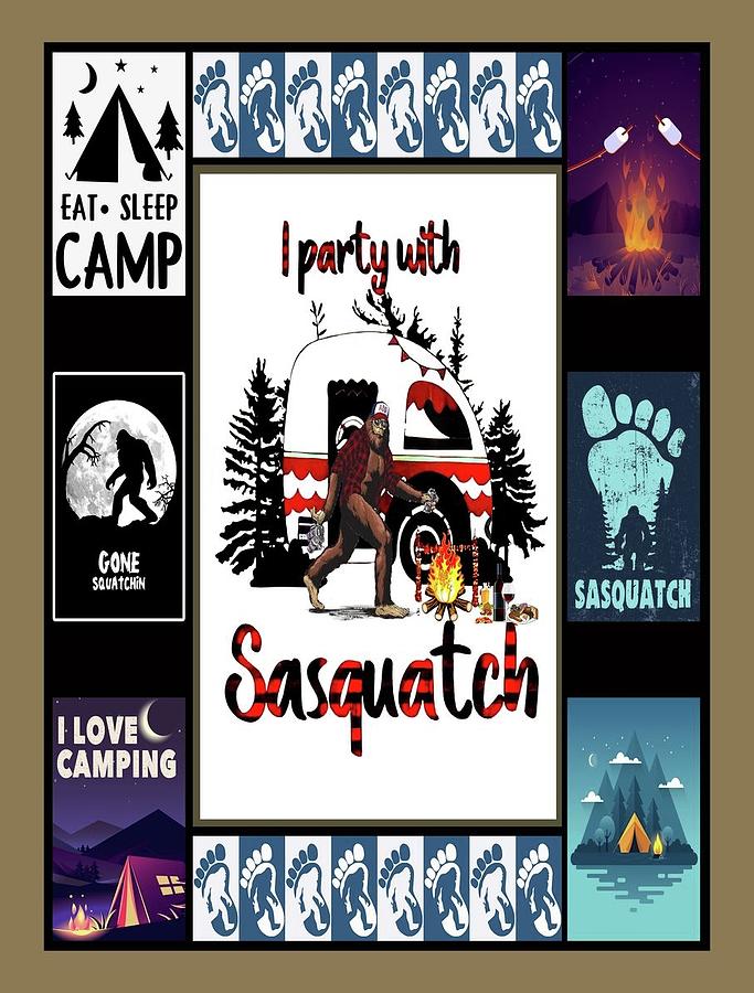 Bigfoot Sasquatch Yeti Camping Plush Digital Art by Do Tran Quang ...