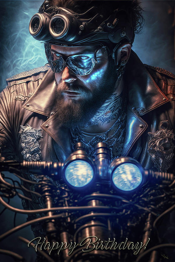 Biker Birthday 2 Mixed Media by Andrea Lawrence - Fine Art America