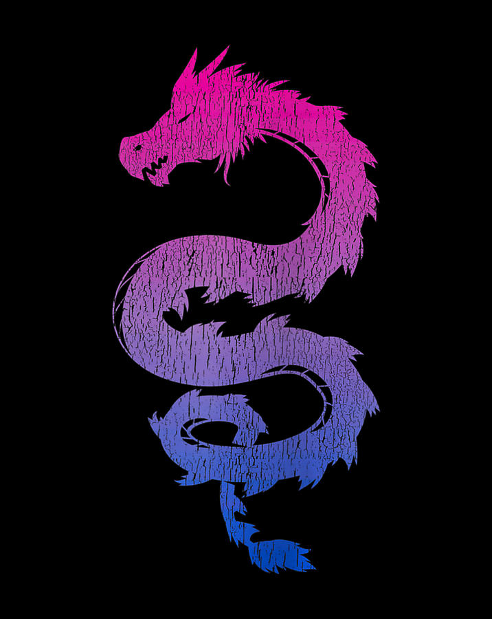 Bisexual Japanese Dragon Bi Pride Flag Colors Back Design Digital Art By Nguyen Hung
