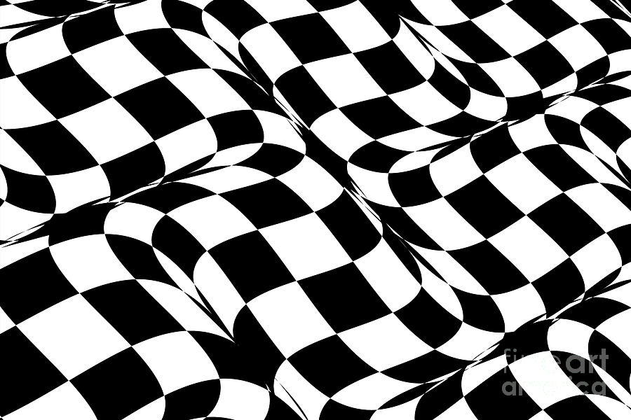 Black and White Abstract Retro Distorted Checkerboard Pattern Digital ...