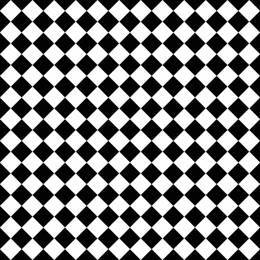 Black and White Checker Diamond Pattern - 9407 Digital Art by Deborah ...