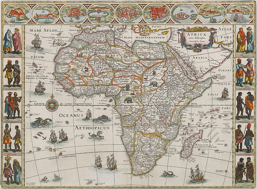 BLAEU, WILLEM. 1571-1638 Africae nova descriptio Drawing by Blaeu Willem