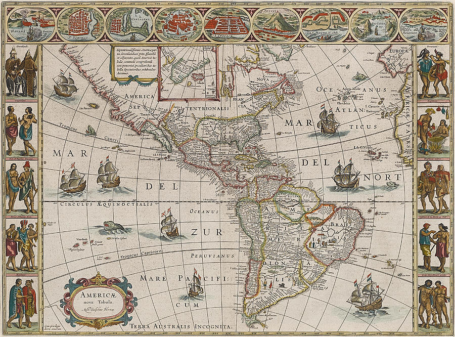 BLAEU, WILLEM. 1571-1638. Americae nova tabula Drawing by Blaeu Willem | Pixels
