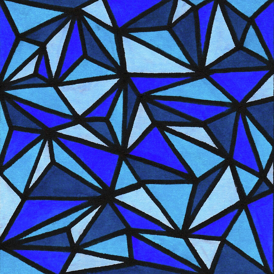 Blue Abstract Geometric Pattern Drawing by Vivid Orchid Designs - Fine ...