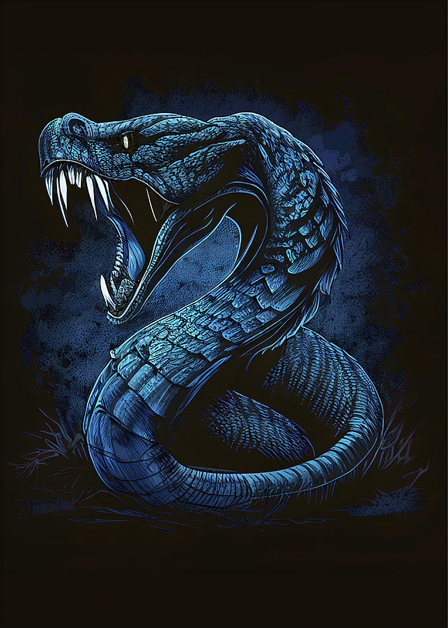 Blue Cobra Snake Digital Art by Jemi Ariyanto - Fine Art America
