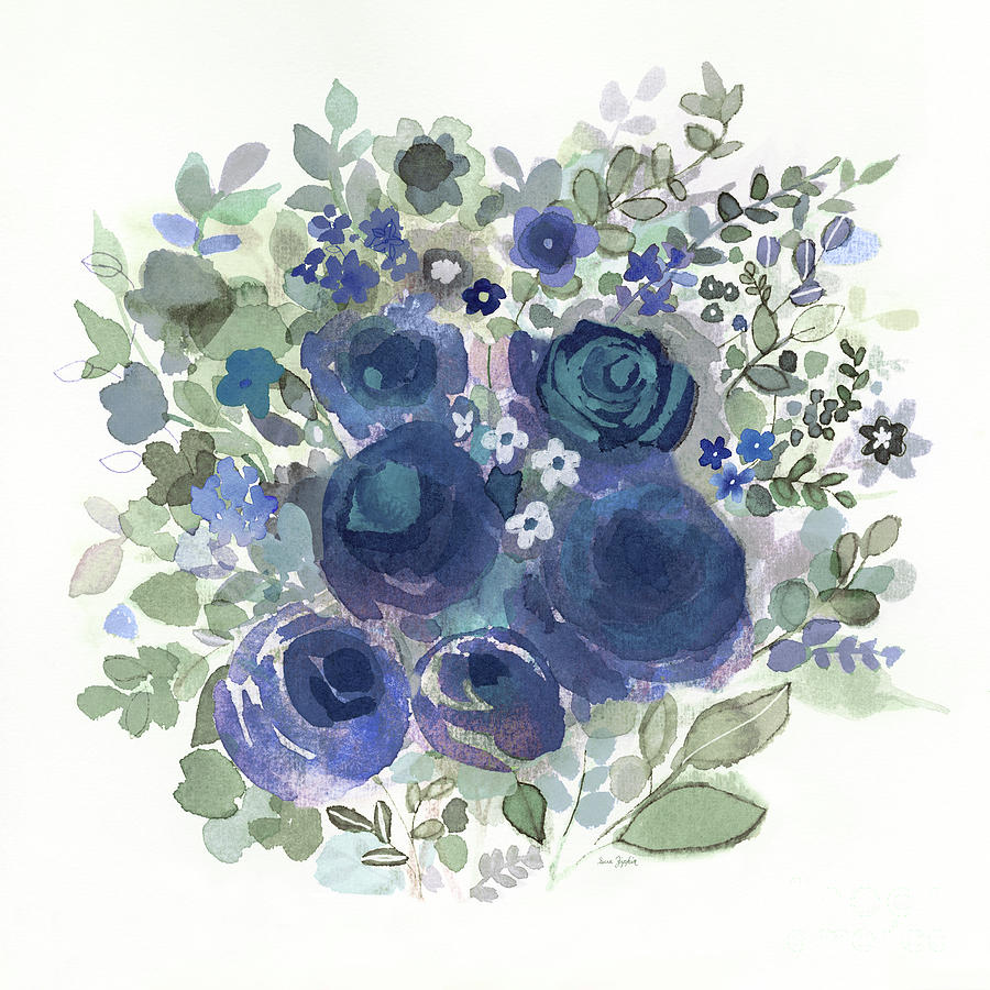 Blue Floral Garden Delight Painting by Sue Zipkin - Fine Art America