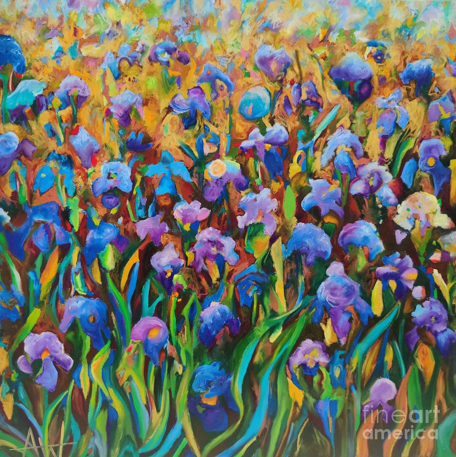 Blue Iris Fields Painting by Angie Wright - Fine Art America