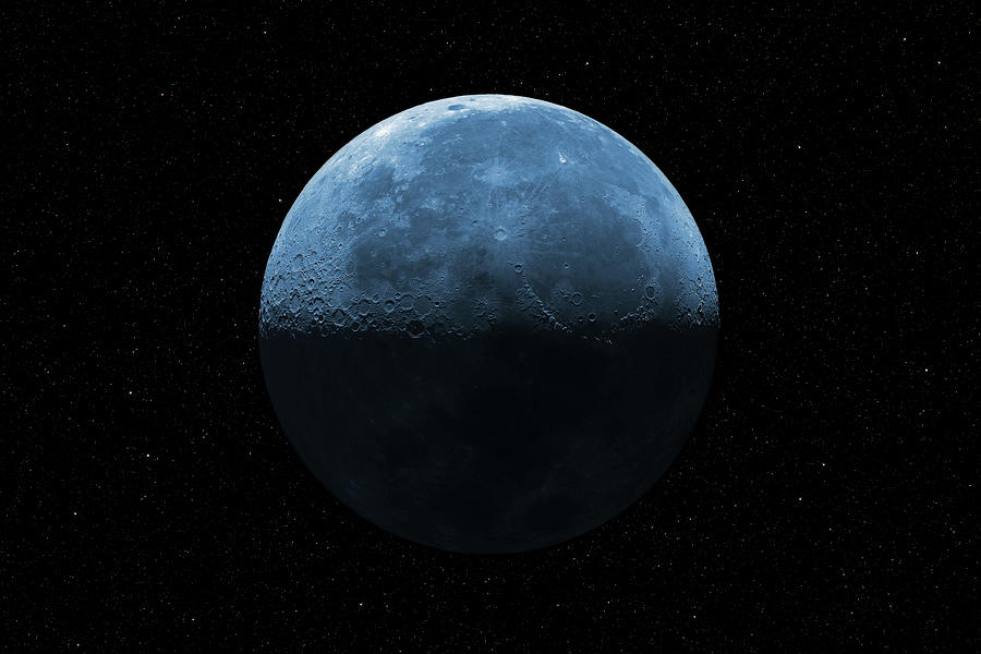 Blue moon against starry sky Photograph by Lukasz Szczepanski - Fine ...