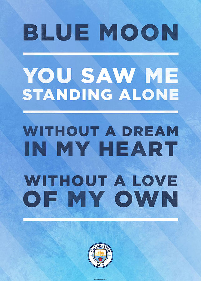 Blue Moon Chant Poster Manchester City Tapestry - Textile by Elliott ...