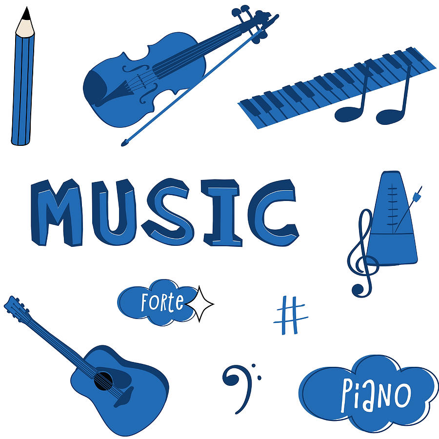 Blue Music School Subject Sticker Pack Poster Painting by Hunt Shaw ...
